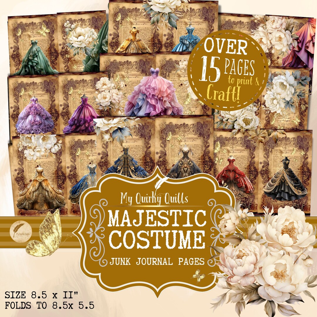 Princess Costume Scrapbooking Pages, Printable Junk Journal Pages ...