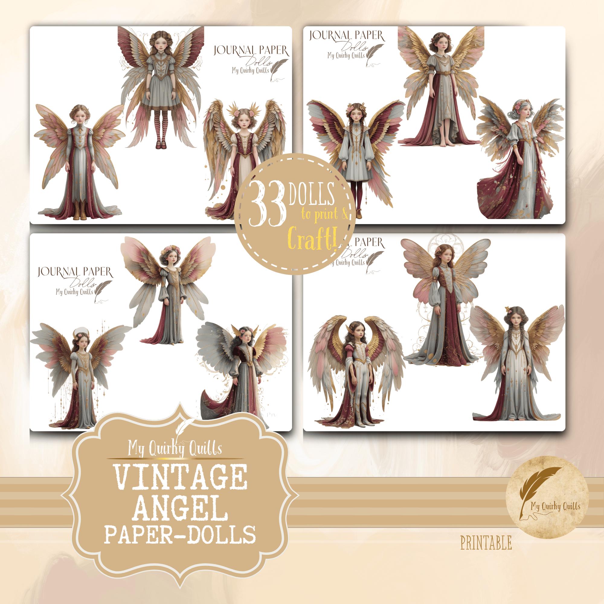 Vintage Angel Paper Doll Fussy Cuts, Digital Ephemera, Whimsical ...