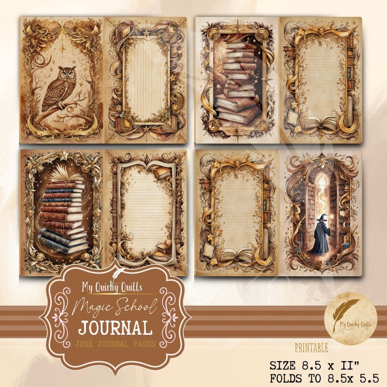 Magic School Themed Border Writing Paper, Junk Journal Stationery ...