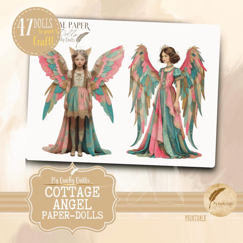 Cottage Angel Paper Doll Fussy Cuts, Whimsical Printable, Junk Journal ...