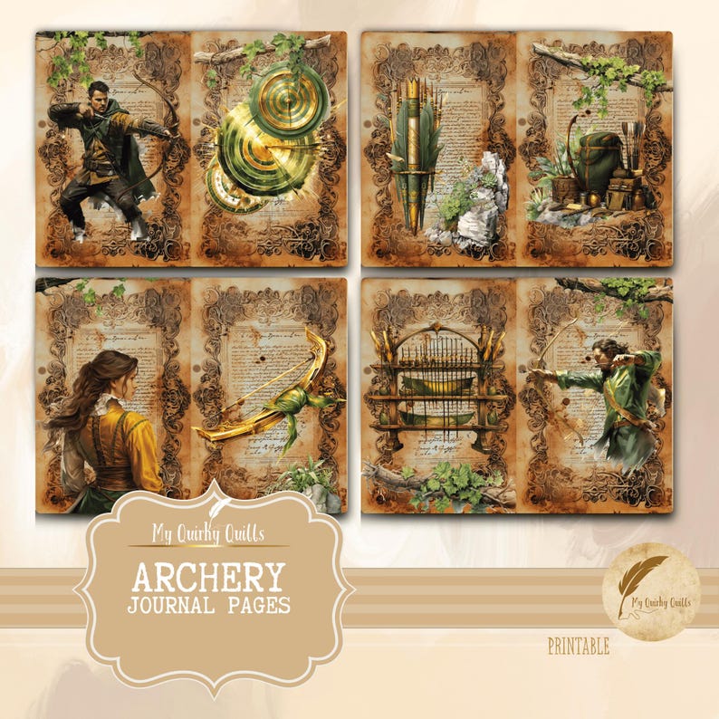 Archery Junk Journal Printable Scrapbooking Paper, Collage Pages Craft ...