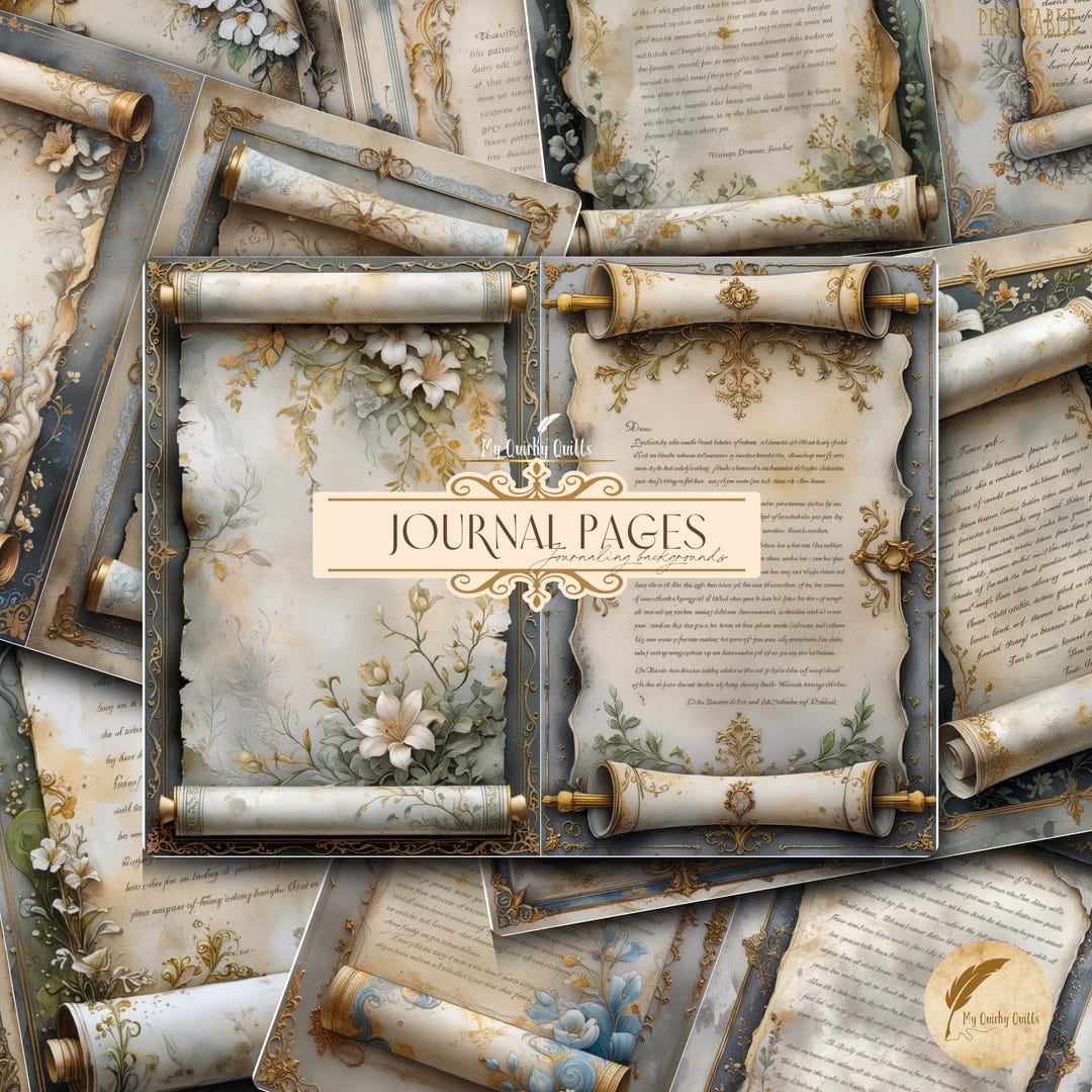 Grey Scrolls Junk Journal Pages | Vintage Neutral Printables | Elegant ...