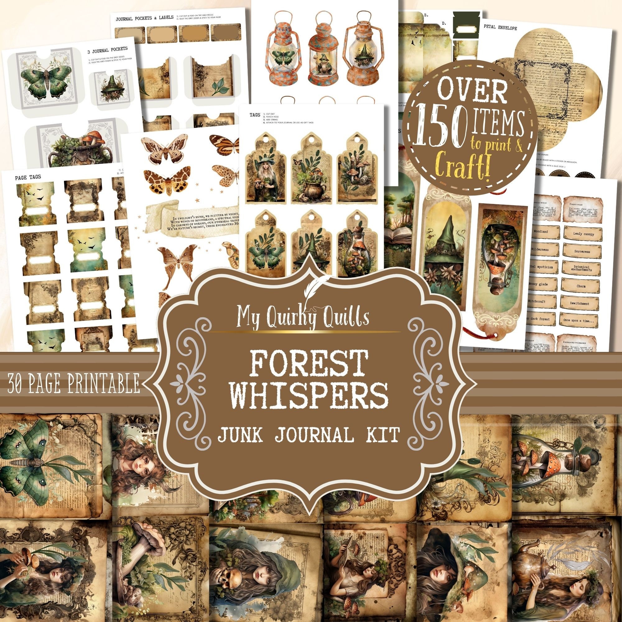 Forest Junk Journal Kit Printable Pages | Green Forest Witch Journal ...
