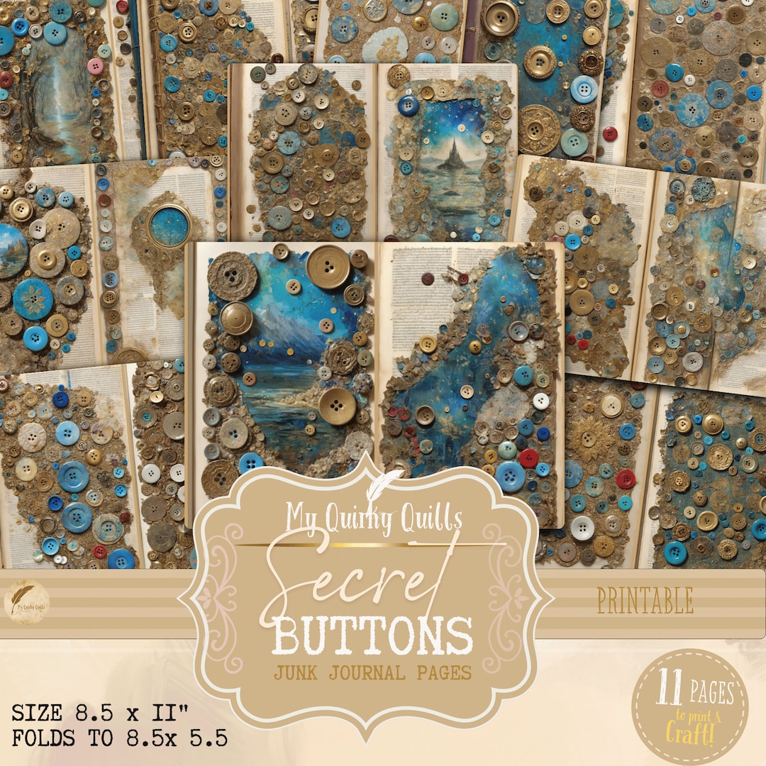 Secret Buttons Digital Junk Journal Pages, Collage Ephemera Printable ...
