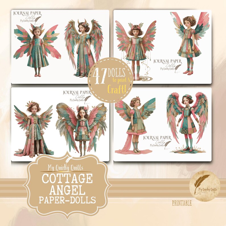 Cottage Angel Paper Doll Fussy Cuts, Whimsical Printable, Junk Journal ...