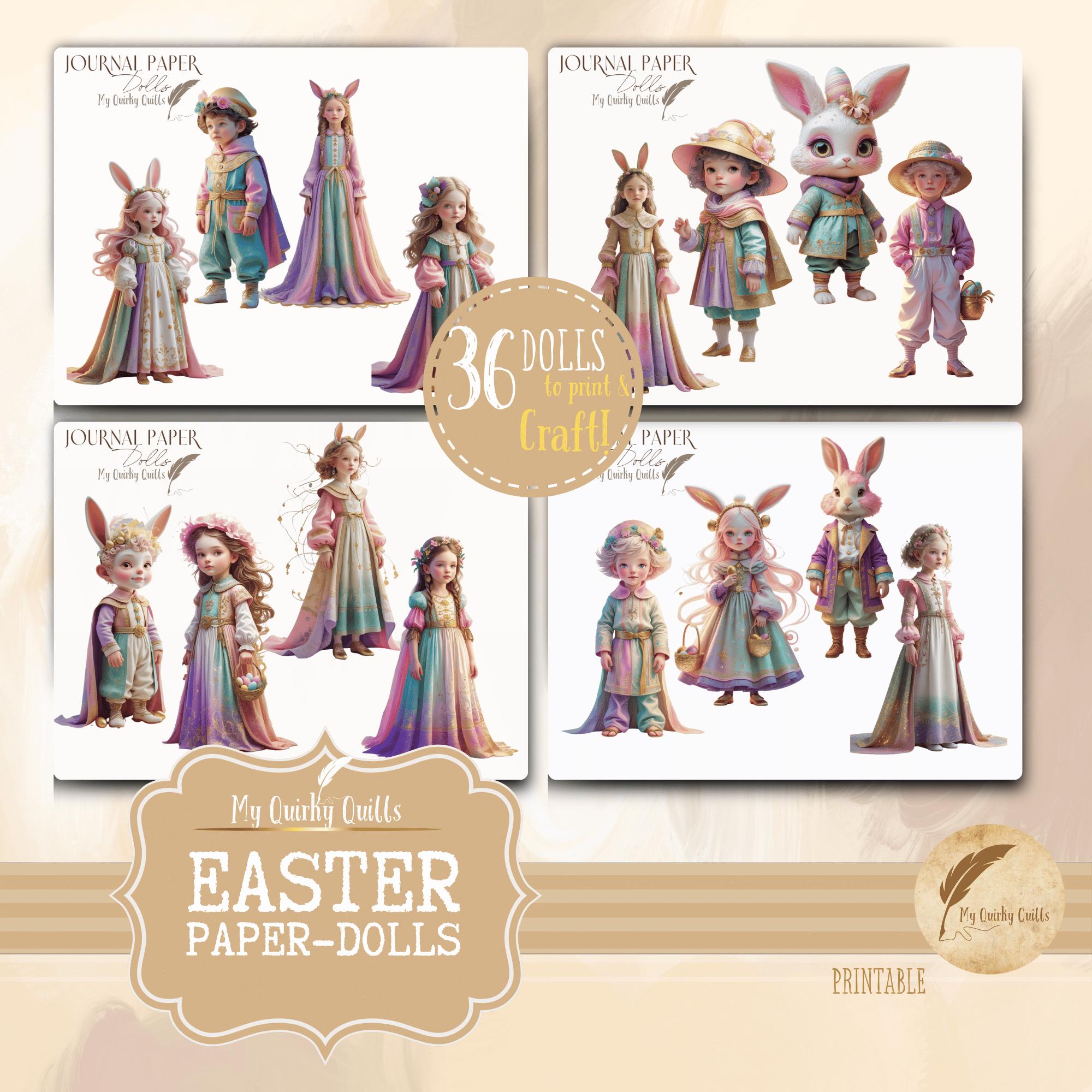Easter Paper Doll Fussy Cuts, Digital Ephemera, Whimsical Printable ...