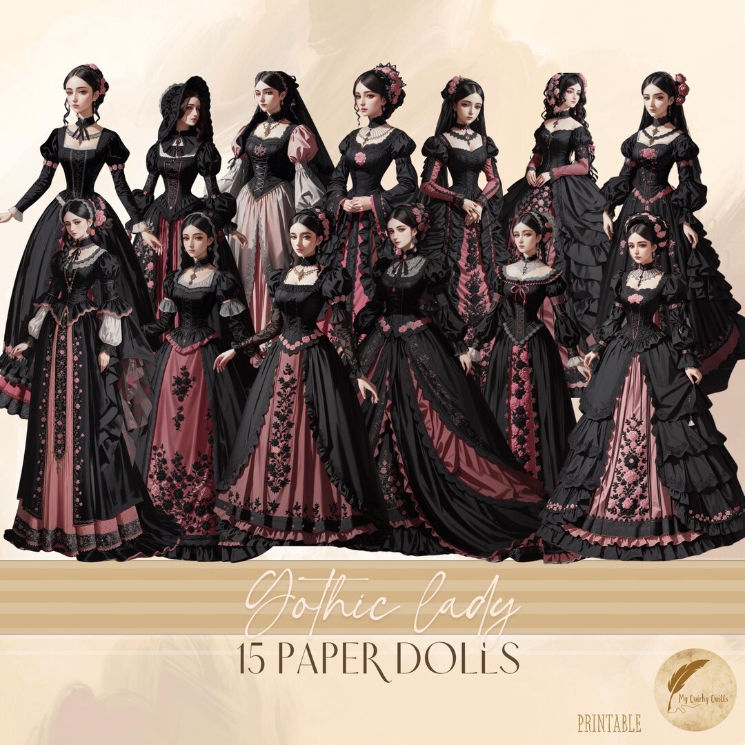 Printable Gothic Lady Paper Dolls | Dark Victorian Ephemera for Junk ...