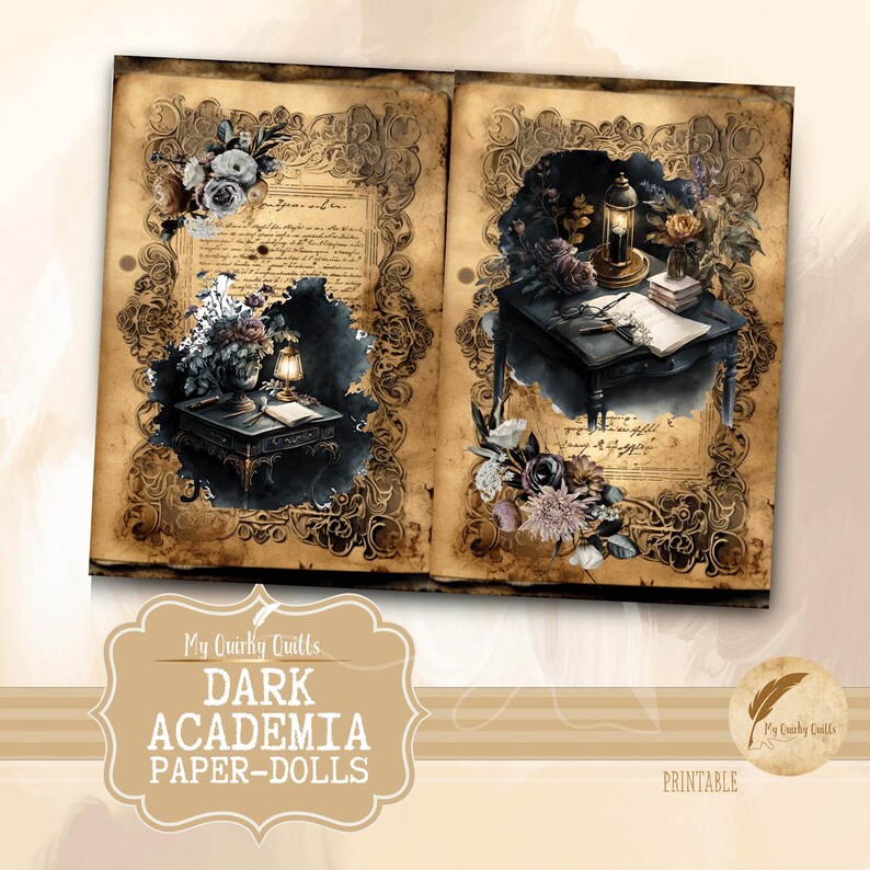 Dark Academia Scrapbooking Printable Junk Journal Paper, Collage Pages ...