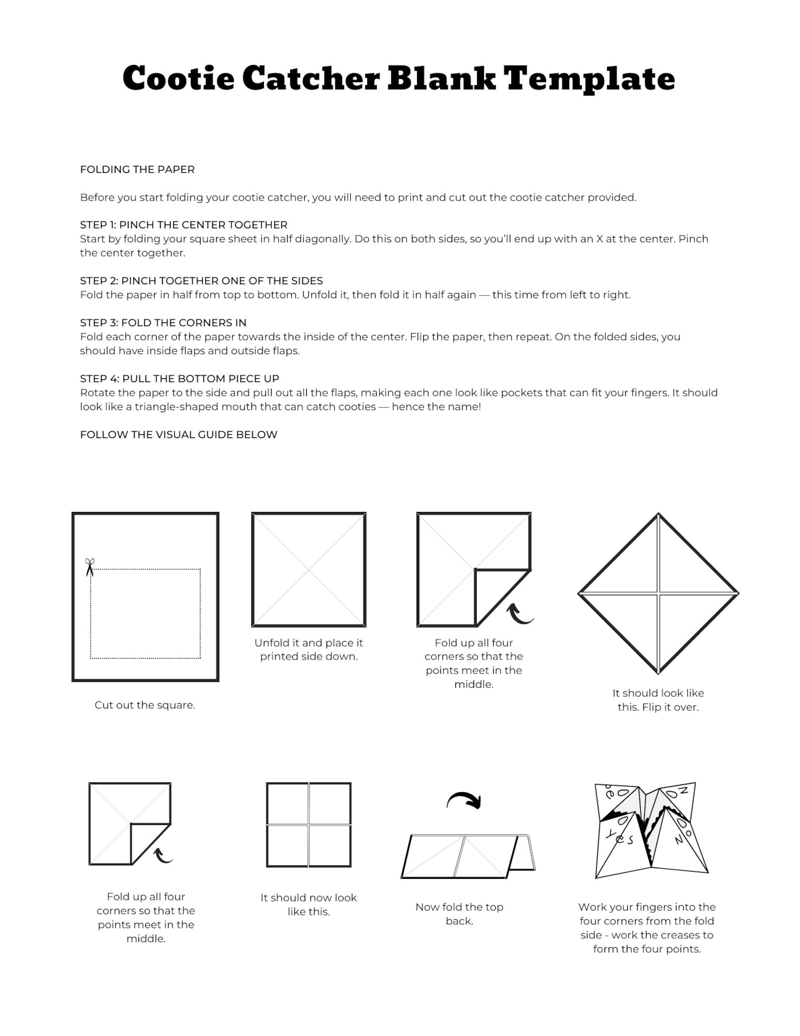 Color and Laugh Fortune Teller / Cootie Catcher for Kids - Etsy