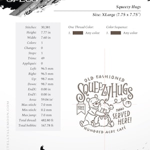 Squeezy Hugs Embroidery Design: Bears, Hundred Acre Cafe (5-11 Inch ...