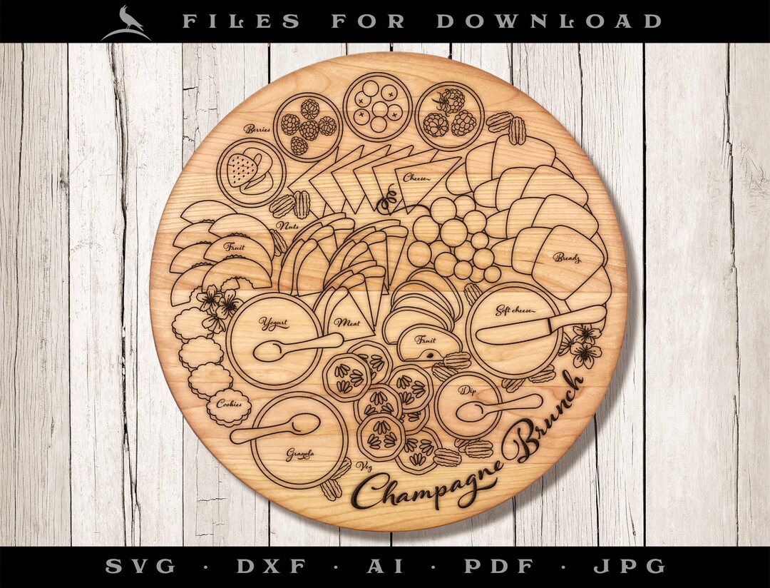 Art & Etch Files: Champagne Brunch Board and Pick Designs for Digital ...