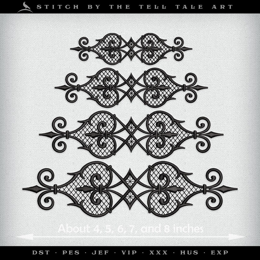 Gothic Border Embroidery Design – Satin + Lacework Versions – Five ...