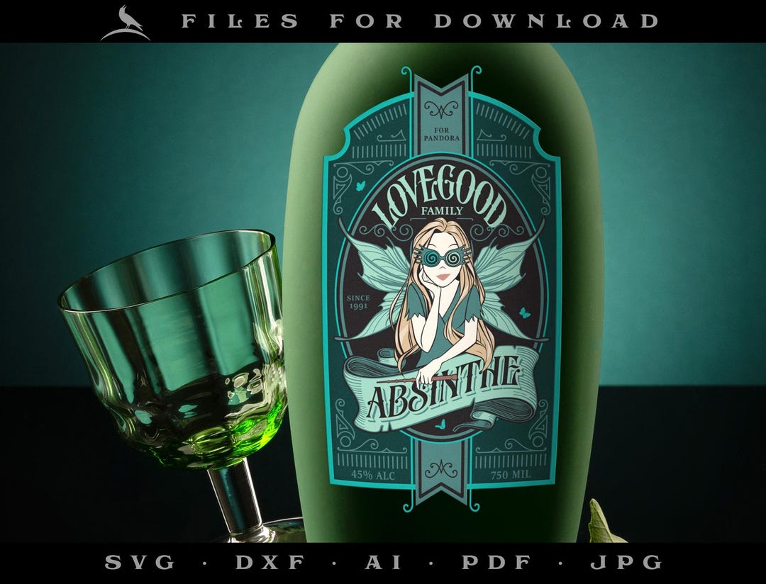 Art & Cut Files: "lovegood Absinthe" Label and Sign - Print-ready ...