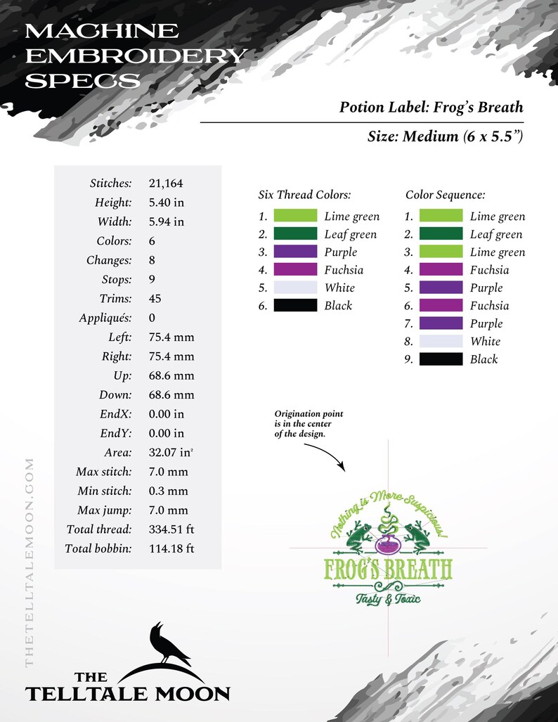 Potion Ingredient Embroidery Design Pack – Set of Four Vintage Label ...