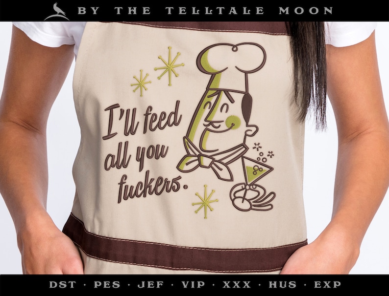 Retro Sassy Chef Embroidery Design: Two Colors, Multiple Formats ...