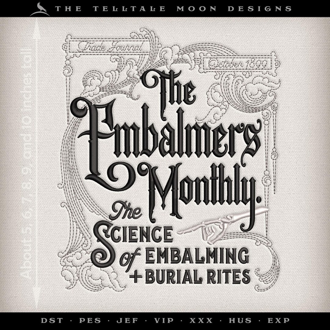 The Embalmer’s Monthly Embroidery Design – Antique Trade Magazine Style ...