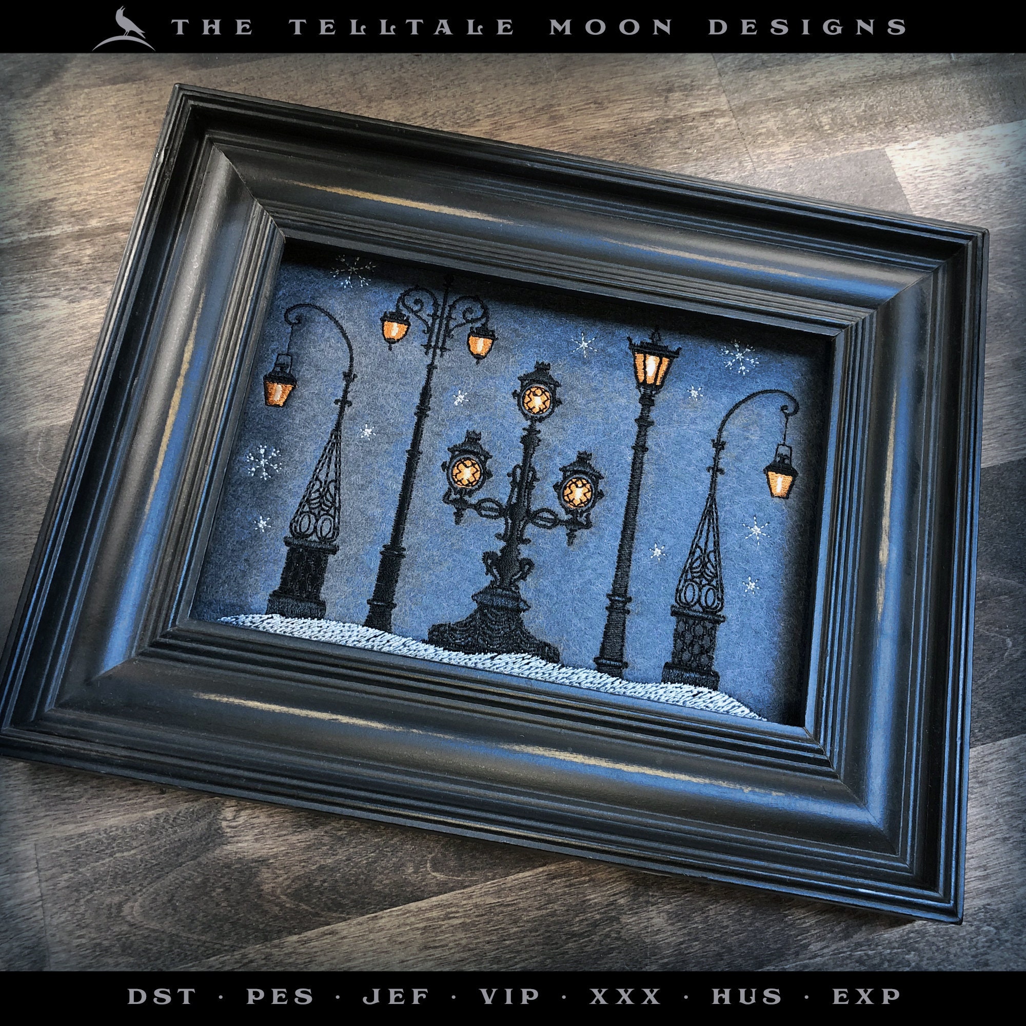 Winter Street Lamps Embroidery Design: Classic Iron Lamp Posts (digital ...