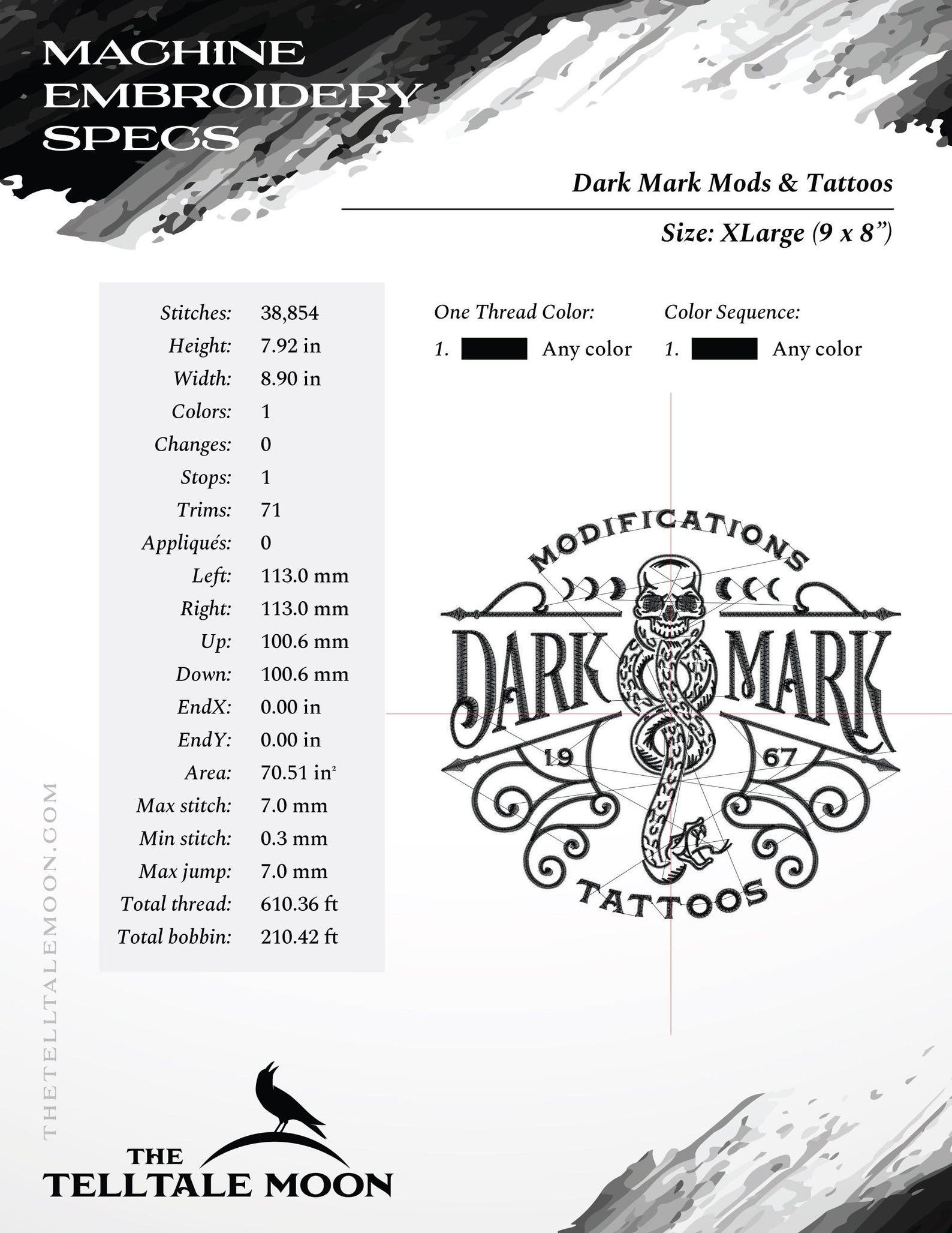 Embroidery: Dark Mark Tattoos & Mods - 7, 8, and 9 Inches - One Thread ...