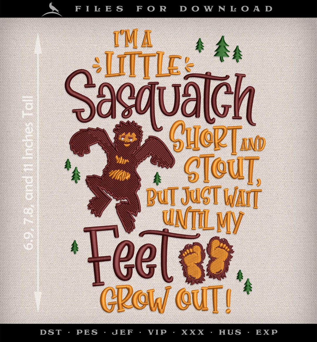 Sasquatch Embroidery Design: "short and Stout" Bigfoot (digital File ...