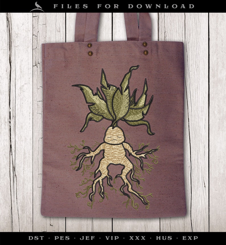 Mandrake Root Embroidery Design – Magical Botanical Herbology Art – 8×8 ...