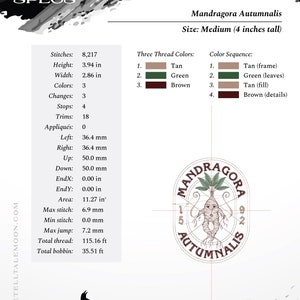 Embroidery: Magical Mandrake Label - 3.5, 4, 4.5, 5, and 6 Inches ...