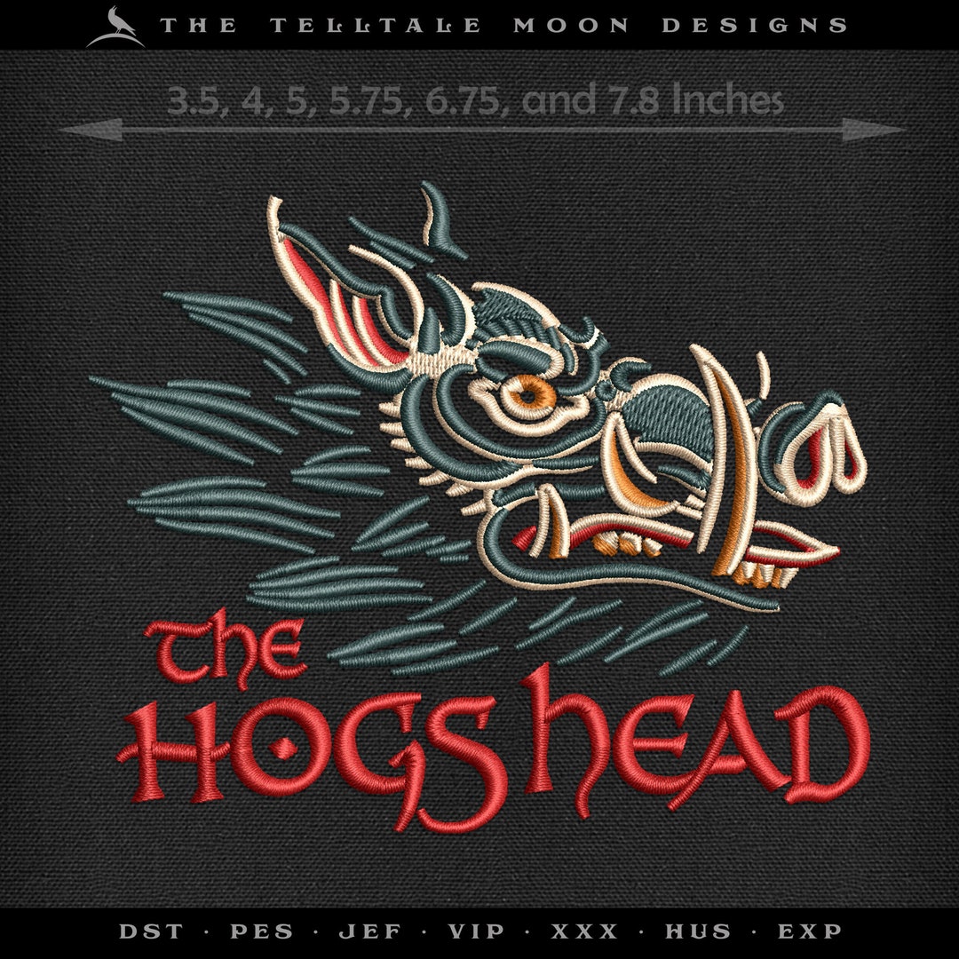 Embroidery Files: the Hogs Head in Seven Sizes - 3.5, 4, 5, 6, 6.75, 7. ...