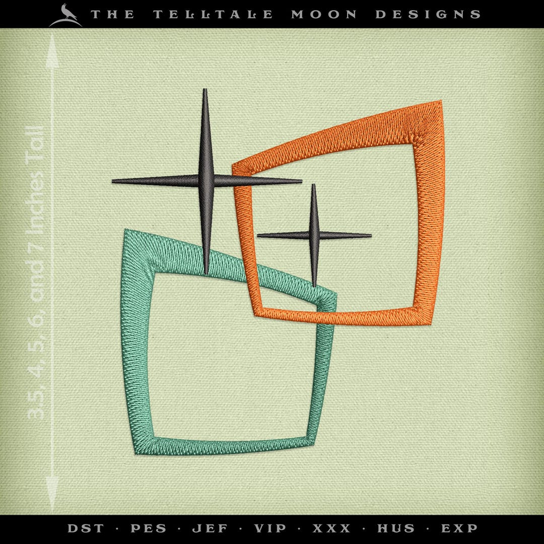 Midcentury Atomic Embroidery Design: Five Sizes (digital File) - Etsy