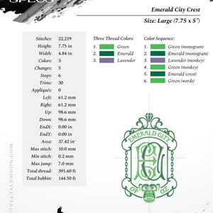 Embroidery Files: Emerald City Crest, Inspired by the Classic Book ...