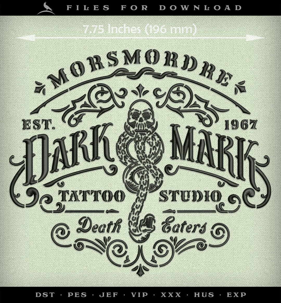 Dark Mark Tattoo Embroidery Design: Stencil Look, 5 Sizes (digital ...