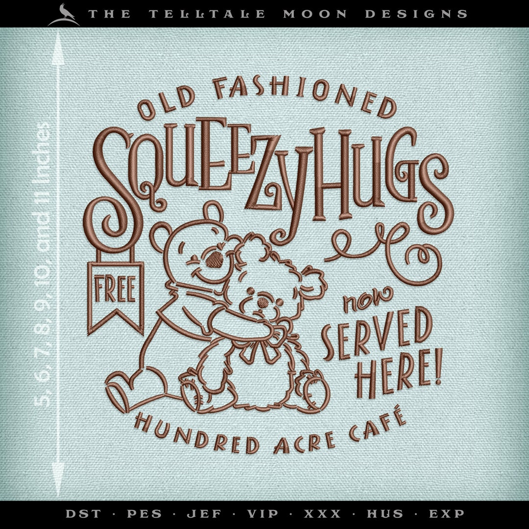 Squeezy Hugs Embroidery Design: Bears, Hundred Acre Cafe (5-11 Inch ...