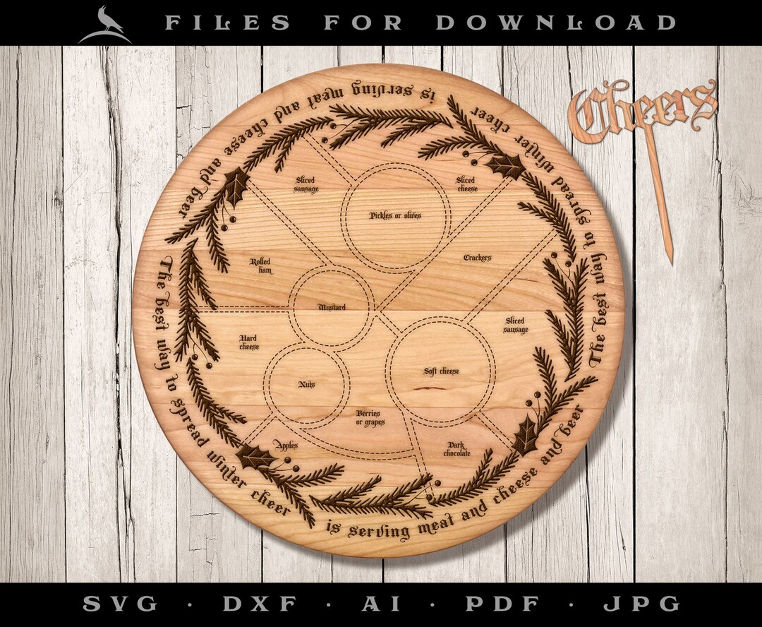 Art & Etch Files: "winter Cheer" Design for Round Board or Tray - Clean ...
