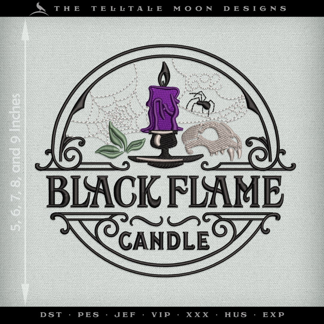 Embroidery: "black Flame Candle" Vintage-style Sign and Label - Five ...