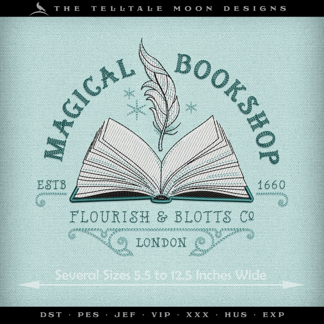Magical Bookshop Embroidery Design: Sketch-style (digital Download) - Etsy