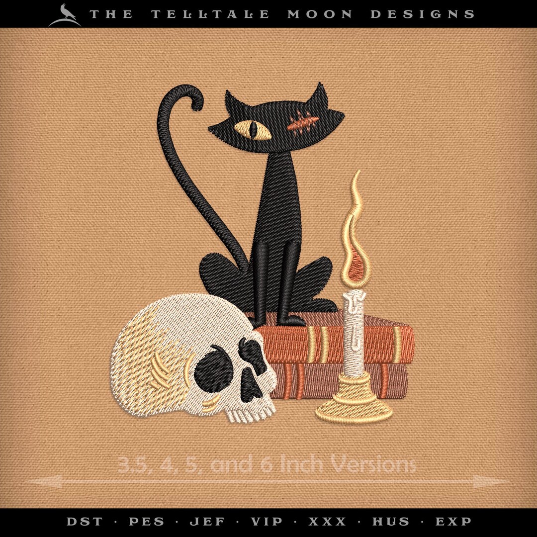 Embroidery: Poe-inspired "the Black Cat" - Four Sizes From 3.5 to 6 ...
