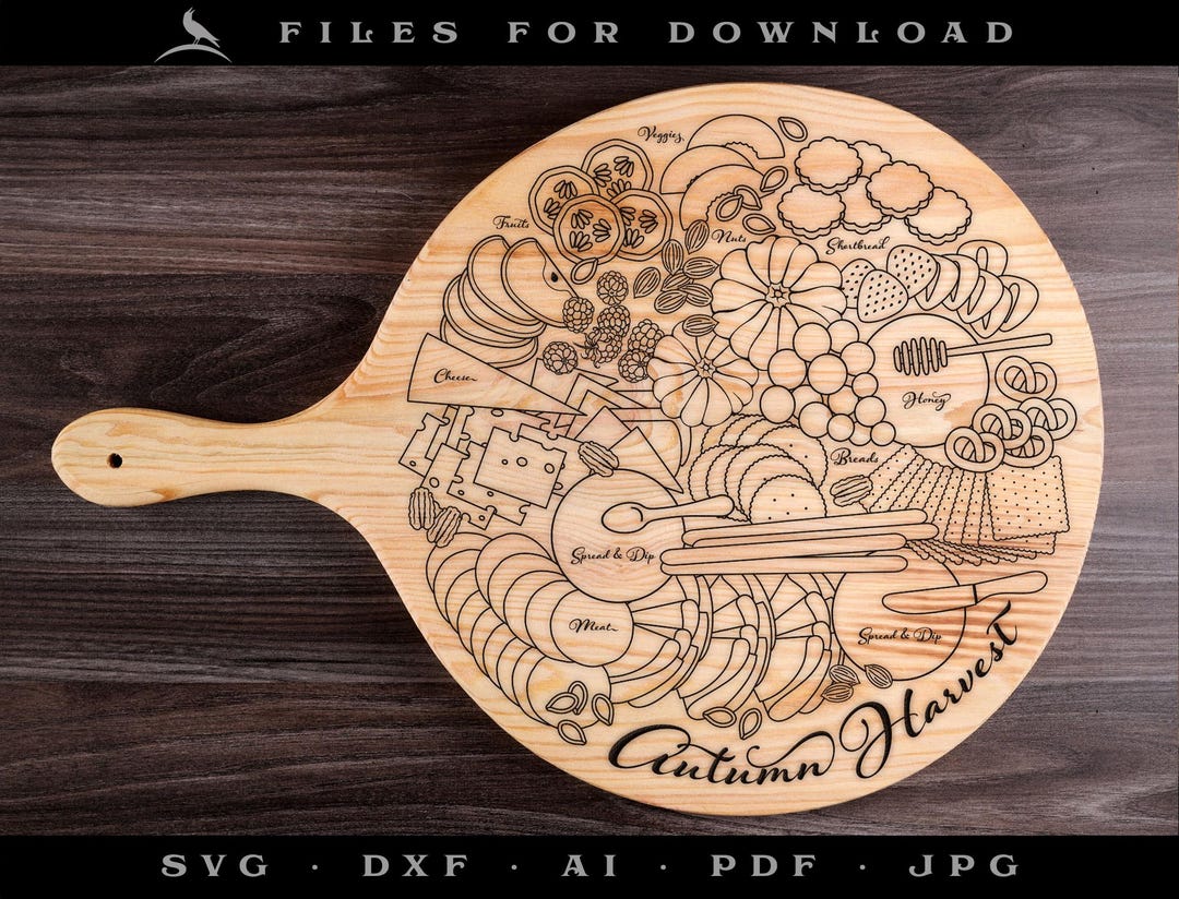 Art & Etch Files: Autumn Harvest Cutting Board - Clean Vector Lines for ...