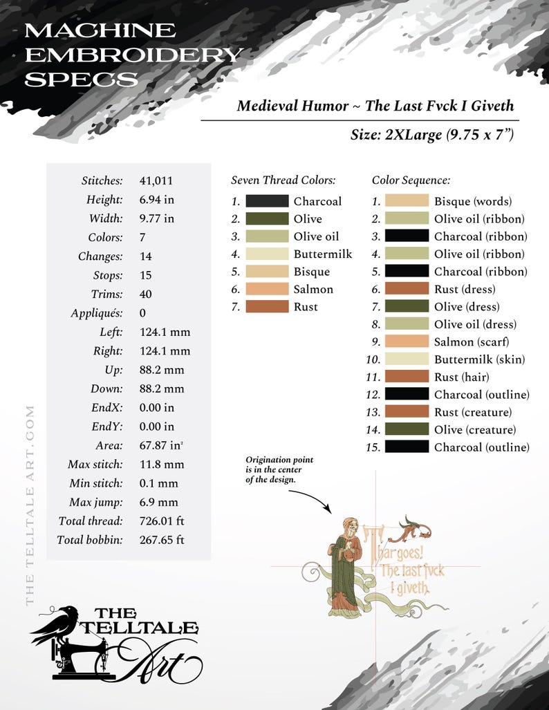 The Last Fvck I Giveth Embroidery Design – Saxon-style Medieval Humor ...