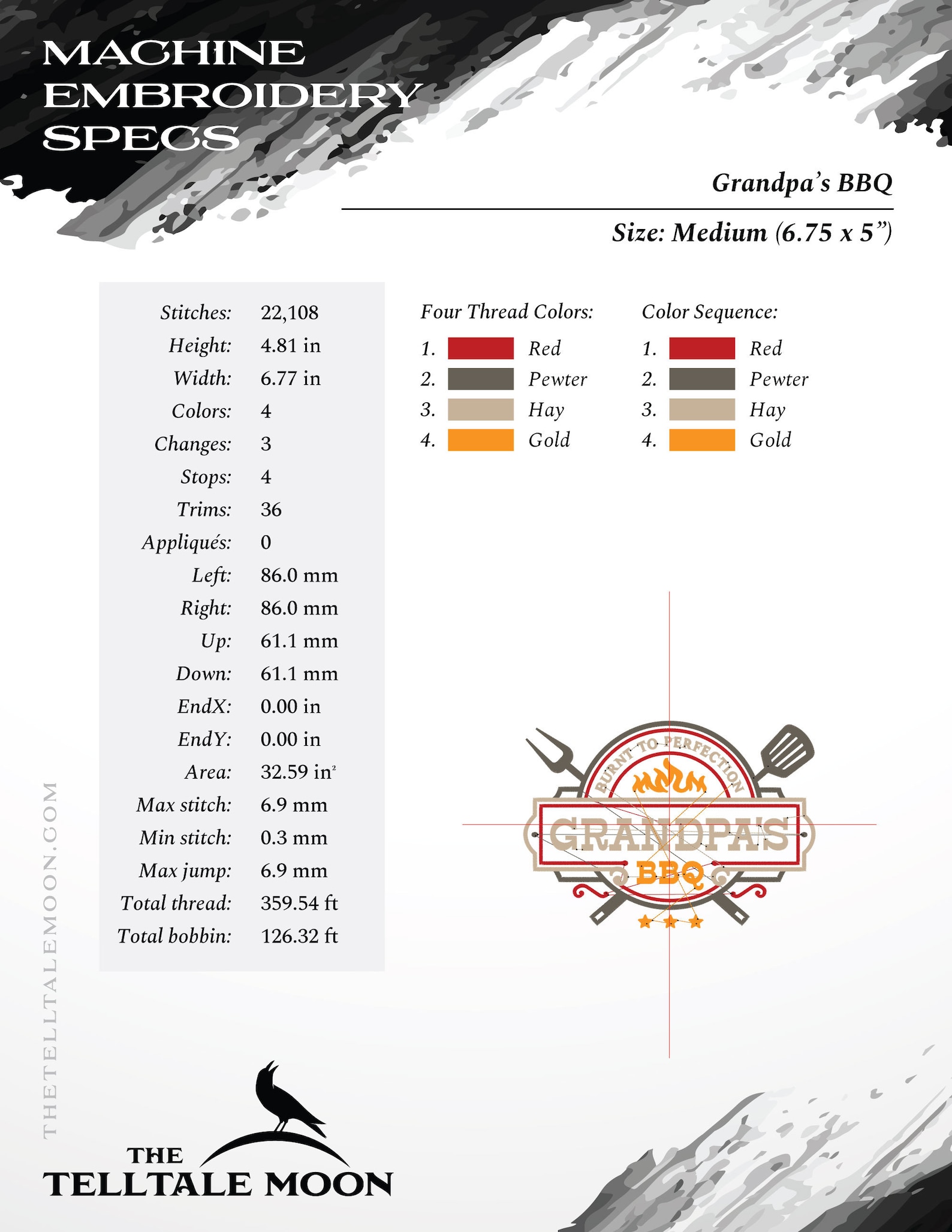 Embroidery: "grandpa's Bbq" Fun Logo for Backyard Barbecue - Four Sizes ...