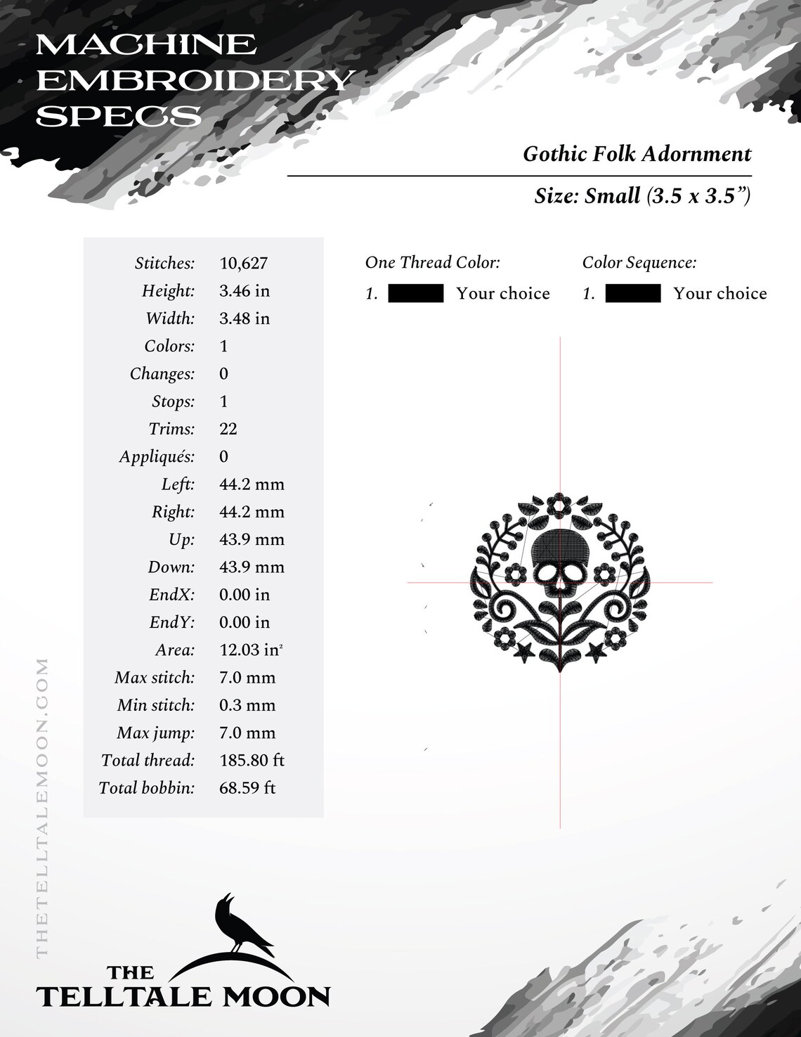 Embroidery: Gothic Folk Damask - Four Sizes - One Thread Color ...