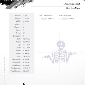 Embroidery: Shrugging Skeleton Design for Download - 4, 5, and 6 Inches ...