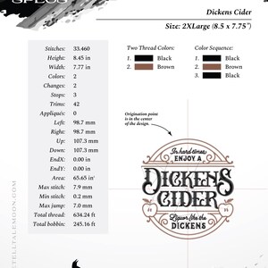 Dickens Cider Embroidery Design: Joke Label, Five Sizes (digital File ...