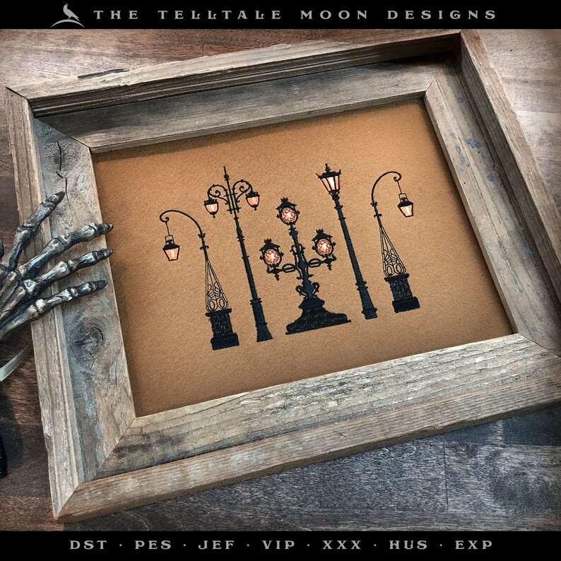 Winter Street Lamps Embroidery Design: Classic Iron Lamp Posts (digital ...
