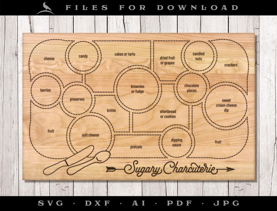 Charcuterie Board SVG: Sweet Dessert Tray Laser Cut Files (digital ...