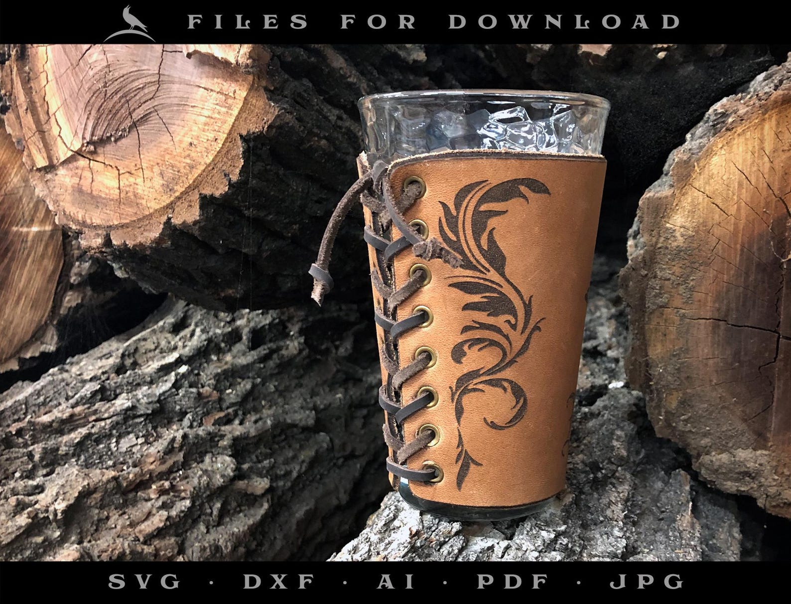 Laser Cut Leather Drink Sleeve Design: Hog's Head Pint Glass (digital ...