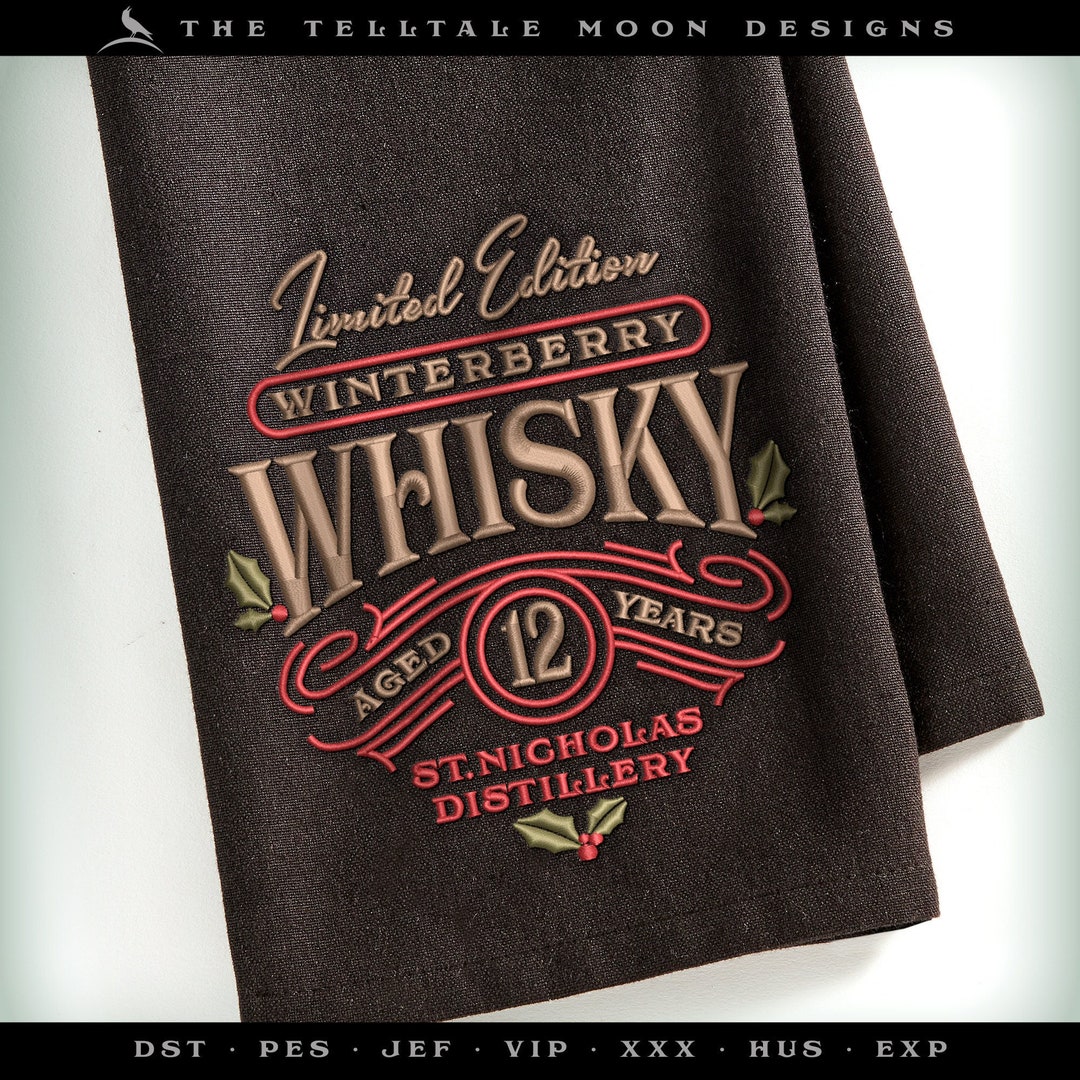 Winterberry Whisky Label Embroidery Design: Classic Digital File - Etsy