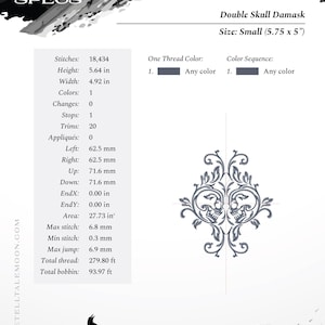 Gothic Skull Damask Embroidery Designs: Four Sizes (digital Download ...