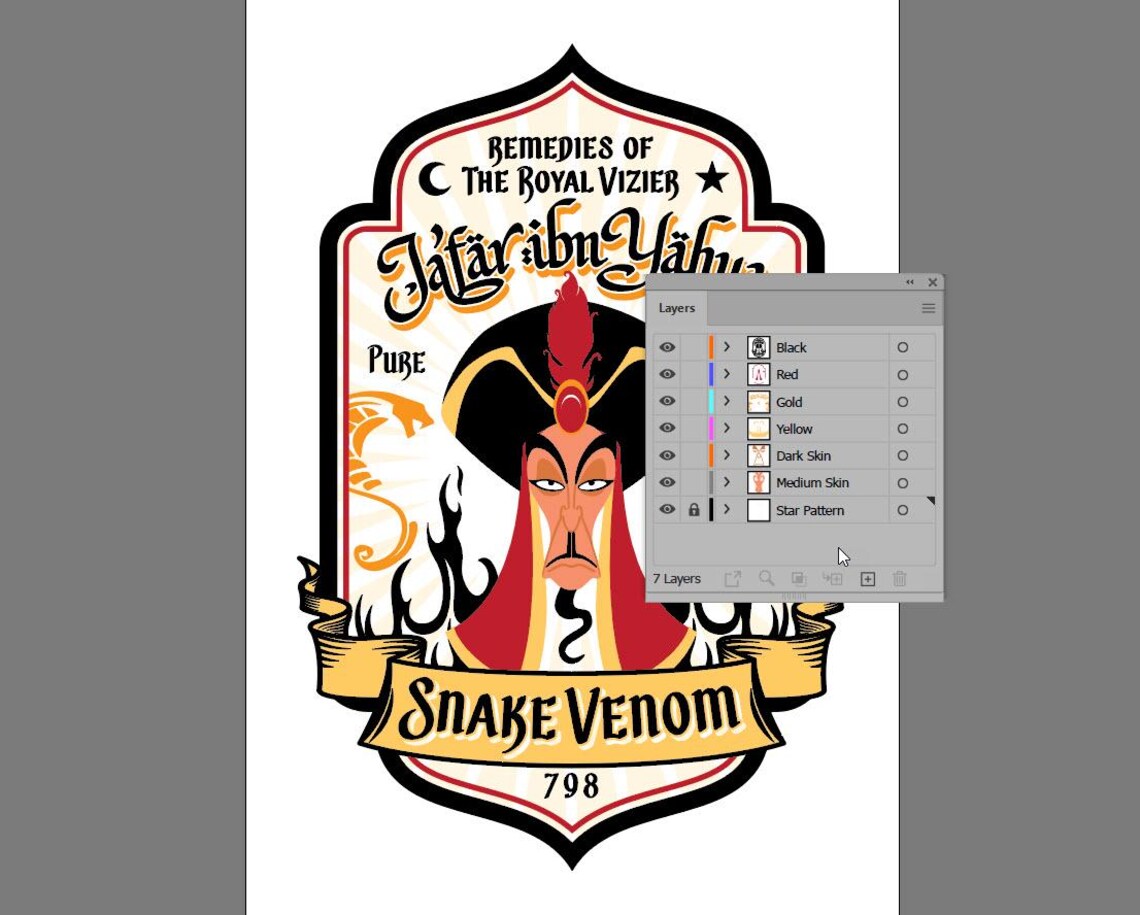 Royal Vizier Snake Venom Sign Art: Jafar-inspired Label (digital ...