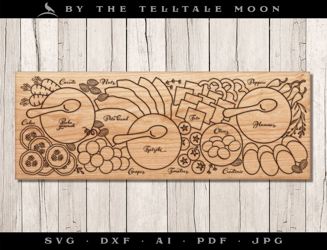 Art & Etch Files: Mezze Platter Mediterranean Tapas Board - Clean Lines ...