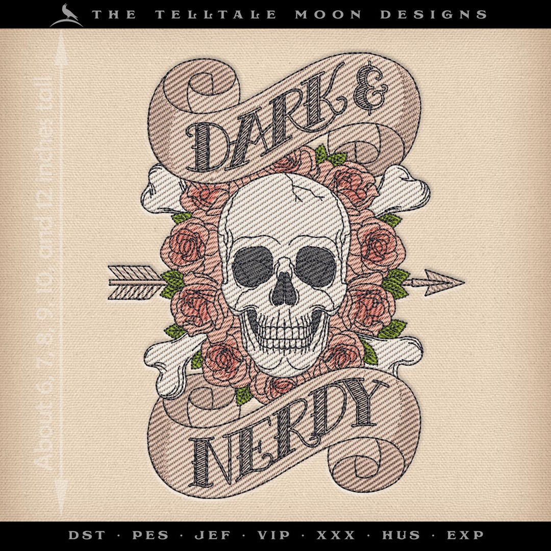 Dark & Nerdy Embroidery Design Set – Two Styles Six Sizes 6 to 12 ...