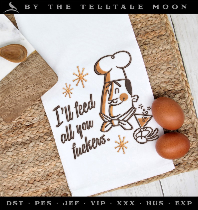 Retro Sassy Chef Embroidery Design: Two Colors, Multiple Formats ...
