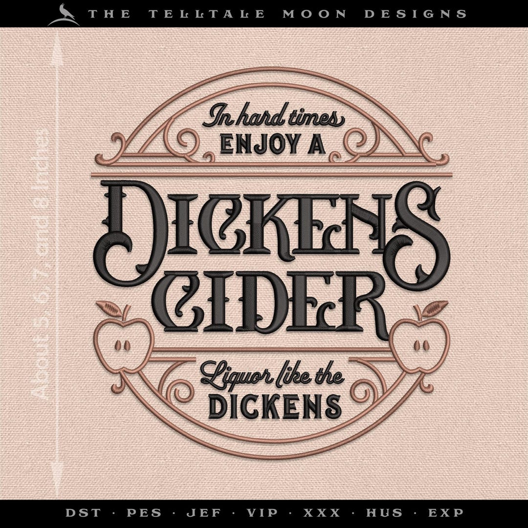 Dickens Cider Embroidery Design: Joke Label, Five Sizes (digital File ...